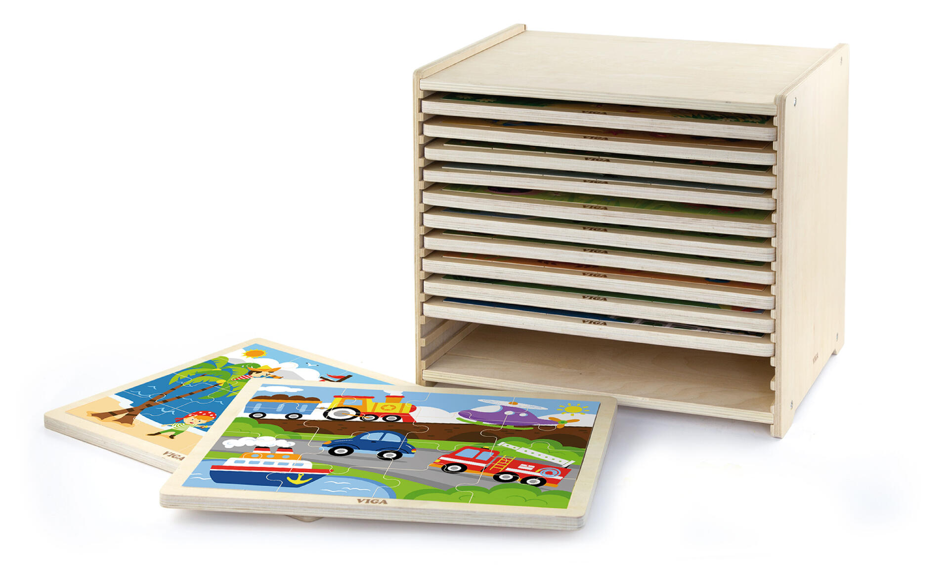 Pusselförvaring med 12 pussel - Lekolar